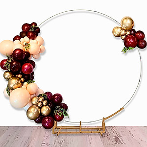 6.3Ft Round Balloon Arch Kit,Light-Duty Circle Balloon Arch Stand with Bamboo Frame Base,Large Round Backdrop Stand for Wedding Birthday Baby Shower Halloween Party Arch Decorations