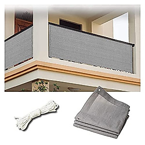Balcony Privacy Screen Fence Windscreen Anti-UV with Metal Holes for Outdoor, Backyard, Patio, Balcony Covering, Height 80/90/100/110cm (Color : Gray, Size : 90x300cm) (Grey 110x700cm)