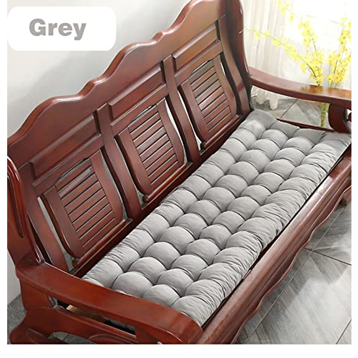 Gmsqj Custom Bench Cushion,Personalized Size Rocking Chair Cushion,Non Slip Tufted Bench Pads with Ties,Outdoor/Indoor Furniture Cushion for Garden Patio Swing Chair,Dining Chair (Grey)