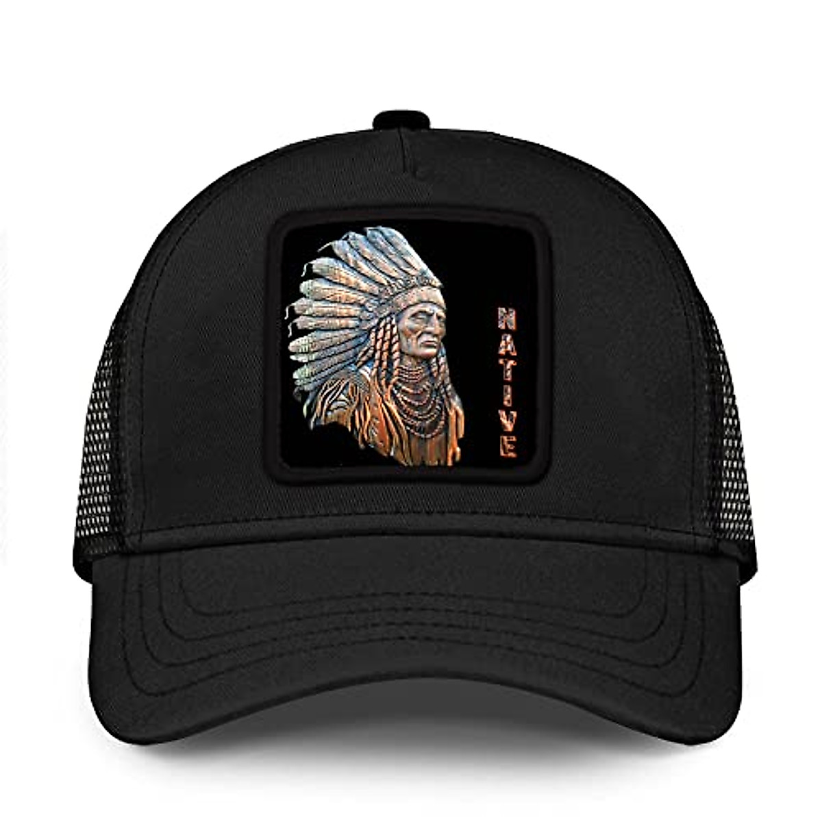Asvance Native American Embroidered Trucker Hat, Indians Wild Wolf, Adjustable Fit Unisex Cap, Breathable Mesh Back