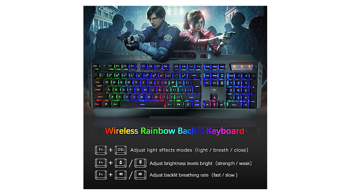 Wireless Gaming Keyboard and Mouse - Rechargeable RGB Set for PC