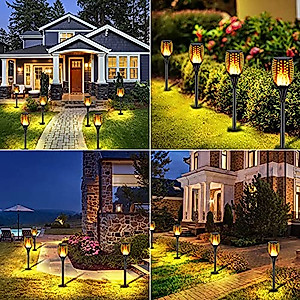 Ambaret Solar Lights Outdoor, Waterproof Flickering Flames Solar Torch Lights Outdoor Landscape Decoration Lights Dusk to Dawn Auto On/Off Security Dancing Flame Lighting for Patio Garden (4)