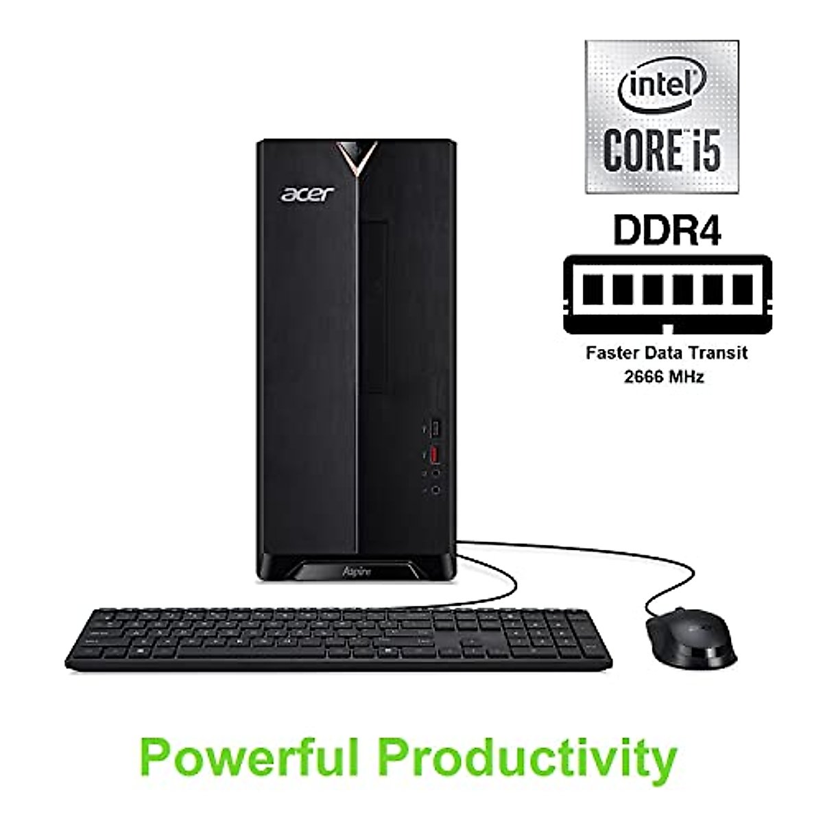 Acer Aspire TC-1660-UA92 Desktop | 10th Gen Intel Core i5-10400 6-Core Processor | 12GB 2666MHz DDR4 | 512GB NVMe M.2 SSD | 8X DVD | Intel Wireless Wi-Fi 6 | Bluetooth 5.2 | Windows 10 Home