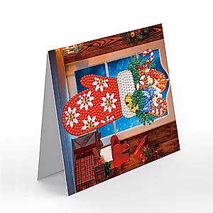 SHAVERUSH Christmas DIY Cards Kit, Rhinestones 5D Gem Art Painting Cards, Diamond Art Greeting Cards, Christmas Santa Claus Cards, Diamonnd Painting Christmas Cards Kits for Adults and Kids