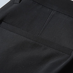 Maiyifu-GJ Men's Slim Fit Stretch Pant Summer Casual Tapered Suit Pant Lightweight Wrinkle Resistant Business Trousers (Black,35)