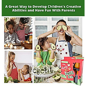 Vegetit Fruit and Vegetable Shape Cutter - ABS Plastic Fruit Decorating Tools - Kids and Toddlers Food Chopper - Pop Chef Set of 6 Shapes