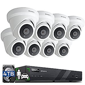 ONWOTE Wired 4K Security Camera System PoE 16 Channel 4TB, AI-Human-Vehicle-Detection, 128° Wide Angle, 8 * 8MP Outdoor Commercial IP Cameras with Audio, 16CH 4K NVR CCTV Surveillance for Businesses