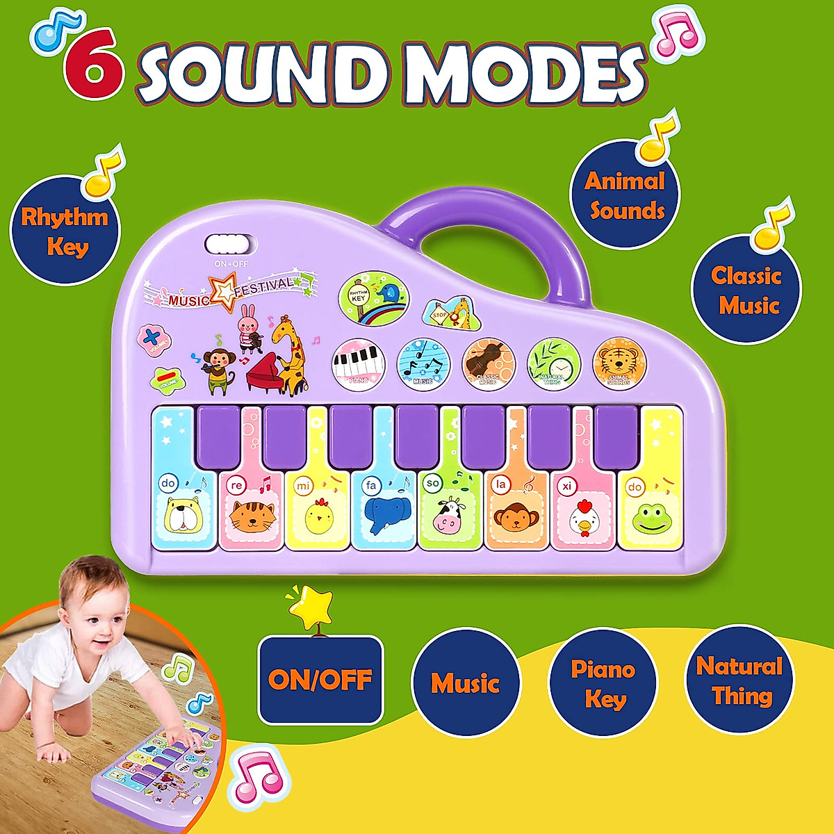 CIRO Baby Toys 6 to 12 Months, Interactive Baby Piano with Music, Play to Learn, Early Learning Educational Pretend Keyboards for Toddler Boys and Girls