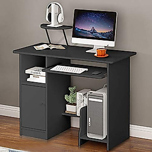 Nihewoo Computer Desk with Storage Shelves,Home Office PC Laptop Desk Sturdy Writing Desk Writing Computer Desk Black