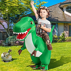 GOOSH Inflatable Dinosaur Costume for Kids Halloween Costumes Boys Girls 55IN Funny Blow up Costume for Halloween Party Cosplay