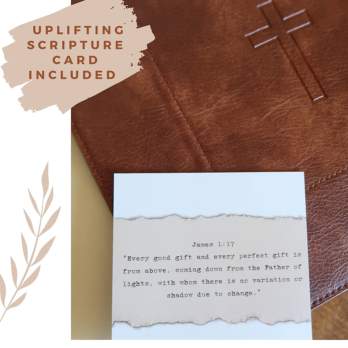 Cross Leather Valet Tray for Men with Scripture Included | EDC Dump Tray Catholic First Communion Gifts for Boys, Christian Gifts for Dad, Thoughtful Gifts for Men