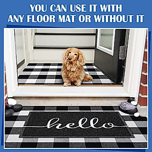 Geelin Doormat - 18'' x 30'' Hello & 43'' x 27.5'' Buffalo Checkered Rug - Non Slip Indoor Outdoor Rugs for Entrance Decorative - Handmade, Non-Stain, Water Resistant, Durable