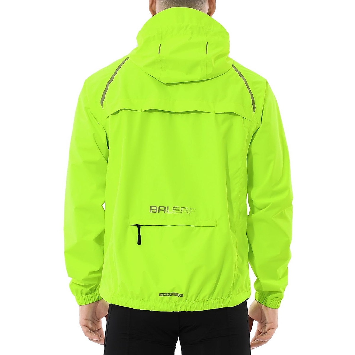 BALEAF Mens Cycling Rain Jacket Windbreaker Waterproof Running Gear Golf Mountain Biking Hood Lightweight Reflective Yellow XL