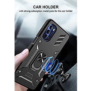 Military Grade Phone Case with Ring Card Holder Belt Clip Fits for Moto G Stylus 2022 6.8" Shockproof Moto G Stylus 2022 Case with Screen Protector Moto G Stylus 4g 2022 with Kickstand (Black)