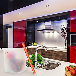 Reusable Silicone Food Storage Bags | 100% Food Grade Silicone Bags | LEAKPROOF, AIRTIGHT | Keep Fruit, Snacks, Veggie, Sandwich FRESH | Set Of 6 Bundle With 6 Reusable Mesh Produce Bags