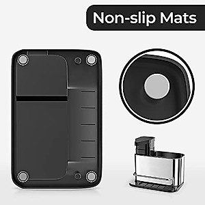 ODesign Dish Soap Dispenser for Kitchen Bathroom Countertop Sink Organizer Brush Sponge Scrub Holder - Stainless Steel