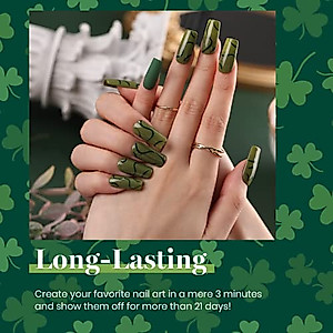 Beetles Carnival Evergreen Gel Nail Polish Set - 6 Pcs Glitter Green Sparkle Kit Soak Off Lamp Avocado Dark Art Design Gifts for Women