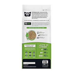 WORLD'S BEST CAT LITTER Comfort Care Unscented, 8-Pounds - Natural Ingredients, Quick Clumping, Flushable, 99% Dust Free & Made in USA - Long-Lasting Odor Control & Easy Scooping
