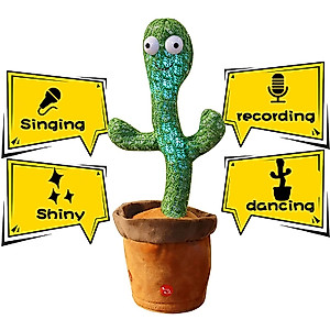 MAITING 120 English Songs Dancing Cactus Toys, Talking Cactus Toy,Wriggle Singing Mimicking Cactus,Repeats What You Say,Sing,Dance,Recording,LED Electric Cactus Plush