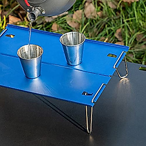 Gadpiparty Small Folding Camping Table: Portable Aluminum Outdoor Folding Table Camp Table Lightweight Beach Table for Picnic Cooking Beach Backpacking Blue