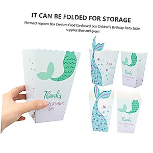 24pcs Popcorn Box Popcorn Box Snack Gift Box Mini Gift Bags for Favors Mini Gift Boxes Food Container Mermaid Popcorn Bucket Candy Table Containers Disposable Popcorn Paper Cup