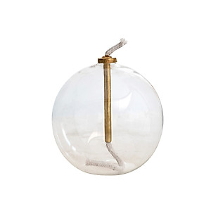 Creative Co-Op Mid Century Glass Sphere Brass Fitting, Clear Oil Lamp