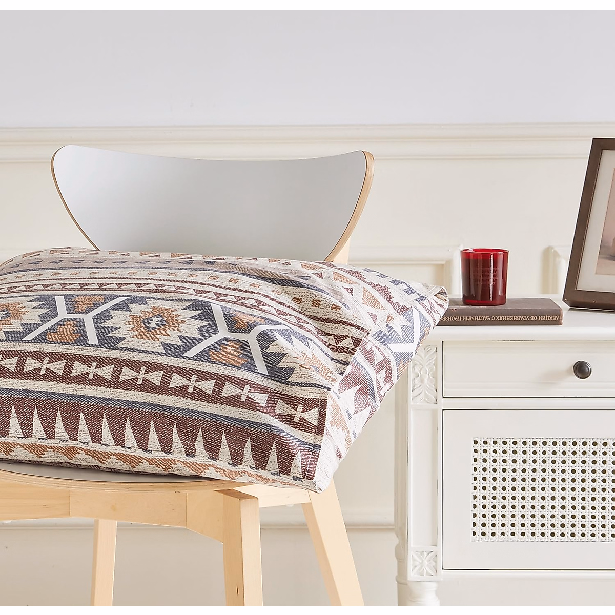 YuHeGuoJi Boho Aztec Duvet Cover King 100% Cotton Vintage Bohemian Duvet Cover 3 Pcs Set 1 Southwestern Triangle Patterned Duvet Cover with Zipper Ties 2 Pillowcases Tribal Geometric Bedding Set