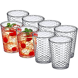Amazing Abby - Snowflake - 16-Ounce Plastic Tumblers (Set of 8), Plastic Drinking Glasses, All-Clear Reusable Plastic Cups, Stackable, BPA-Free, Shatter-Proof, Dishwasher-Safe