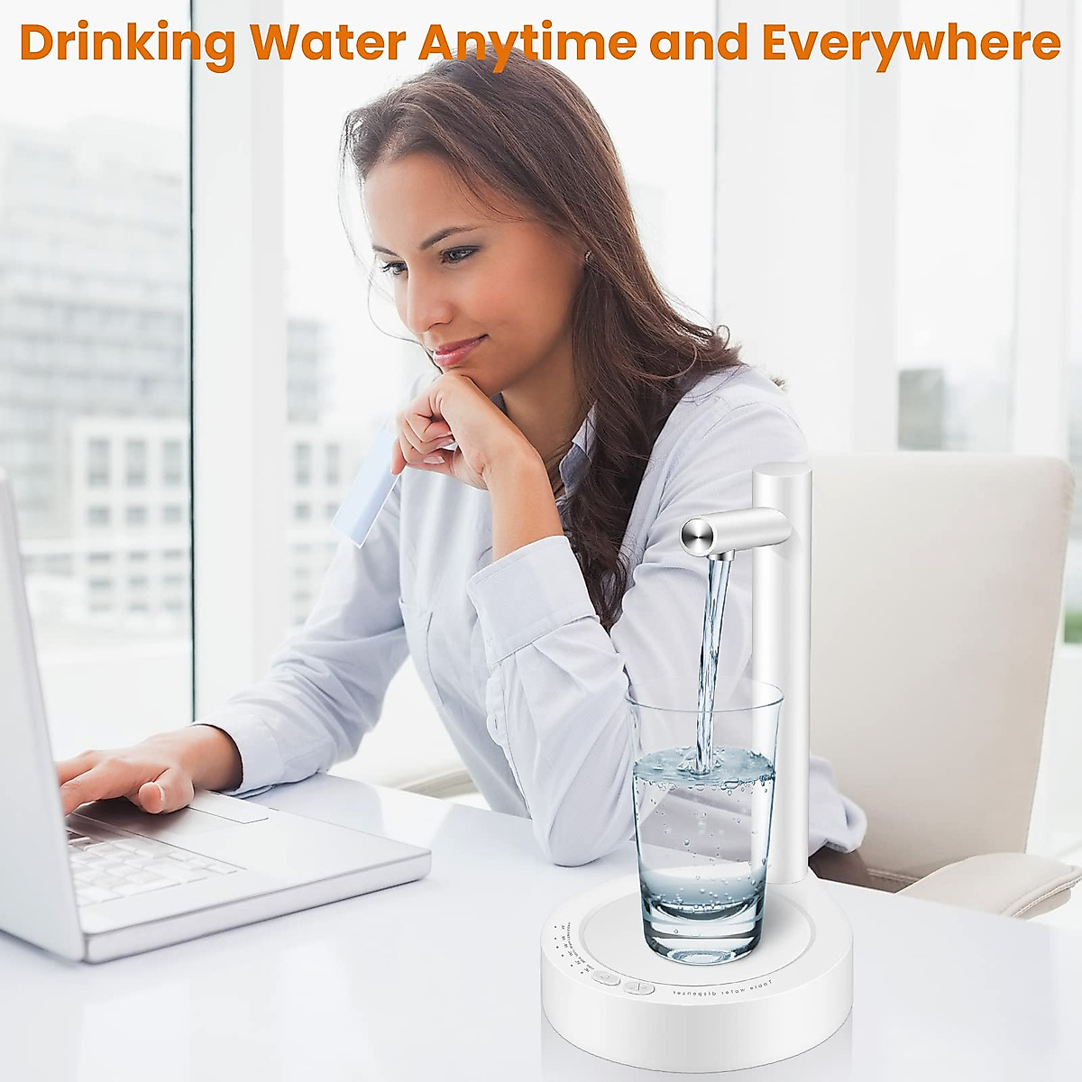 Harava Water Dispenser for 5 Gallon Bottle Automatic: Electric Bedside Dispensers Countertop - Rechargeable Portable Desktop Jug Pump Bedroom Drinking Tabletop Smart Dispenser,White