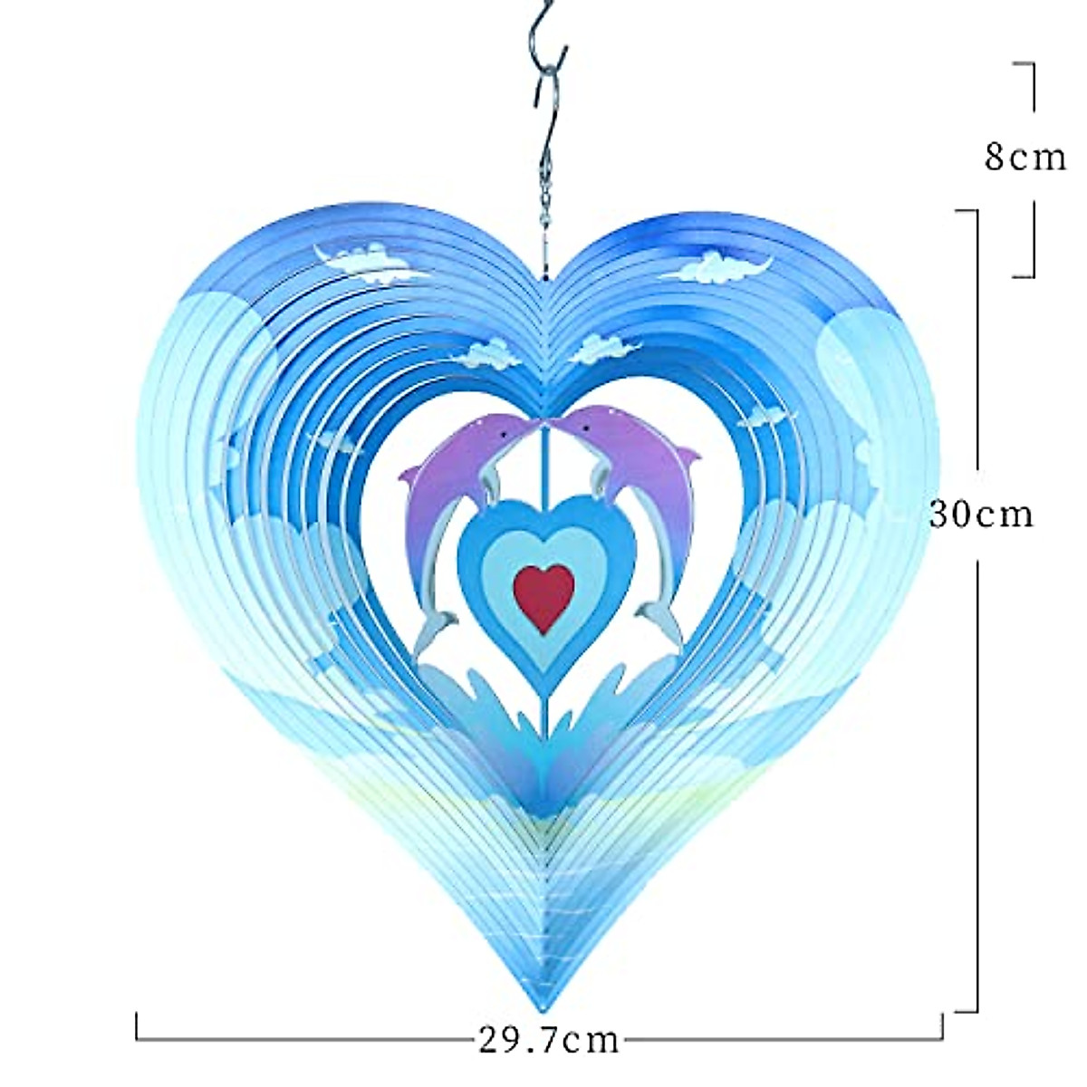 12" 3D Hanging Wind Spinners Windmills for The Yard Garden Decoration Large Metal Wind Chimes Sculptures Catchers Swivel Hooks Yard Haning Spinner Outdoor Indoor Crafts Pinwheel Lawn Art Home Decor