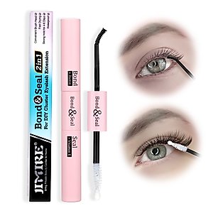 JIMIRE Bond and Seal Lash Glue for Lash Clusters DIY Eyelash Clusters Strong Hold Eyelash Adhesive 10ml 2 in 1 Waterproof Lash Glue for DIY Eyelash Extensions at Home