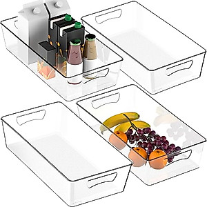 Simple Houseware 4PK XL Size Kitchen Bin Organizer, 15" x 8.4" x 3.75", Clear