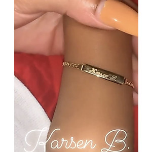 Brilliant Bijou 14k Semi-Solid Polished Cuban ID Bracelet