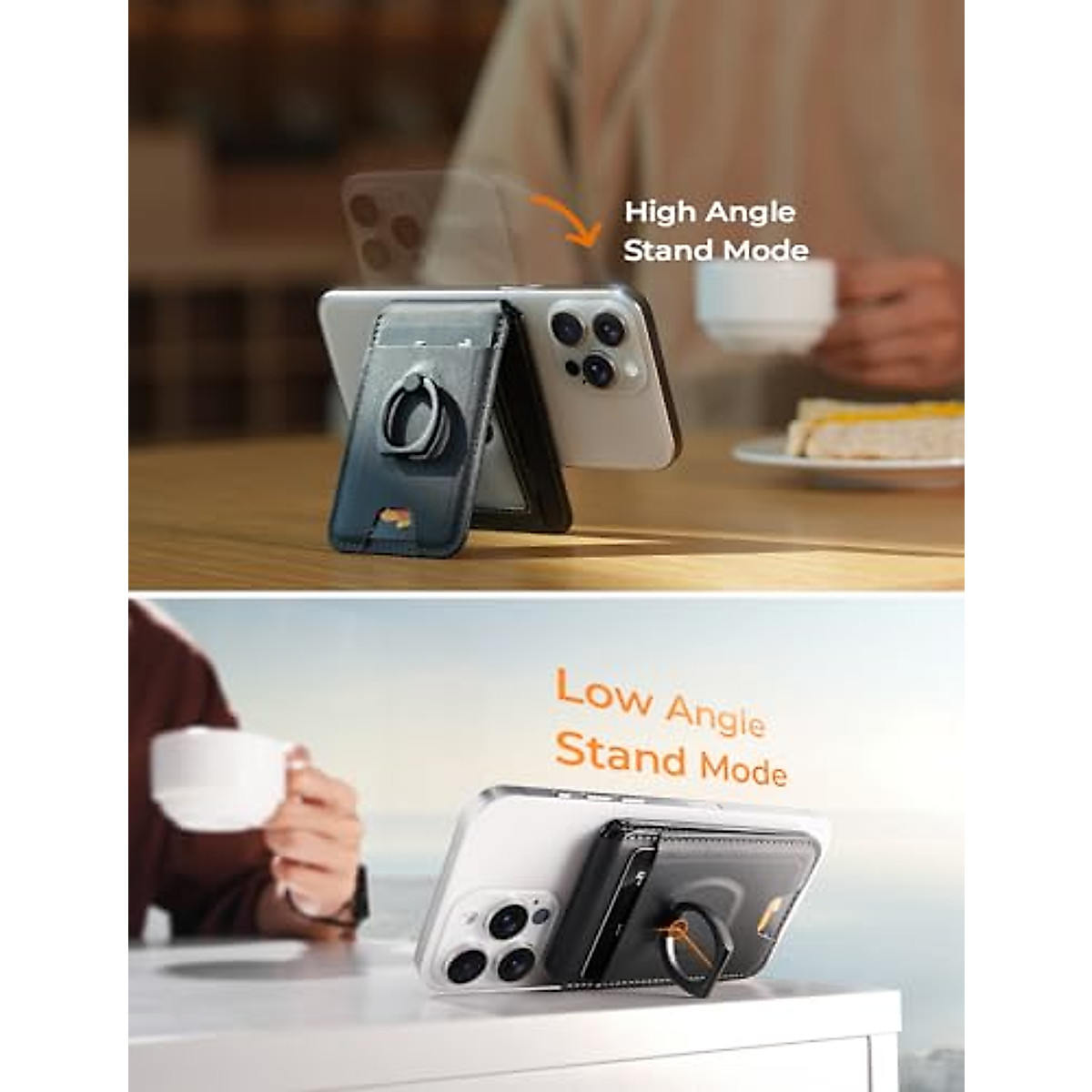 LISEN for Magsafe Wallet RFID [Strongest Magnetic] iPhone Wallet for Apple Wallet Magsafe with Adjustable Magsafe Wallet Stand Black Magnetic Wallet for iPhone 15/14/13/12 Fit Magsafe 3 Wallet