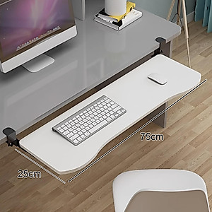 Under Desk Keyboard Tray, Large Height Adjustable Under Desk Keyboard Tray, C-clamp Mount System, Slide-Out Platform Computer Drawer for Typing