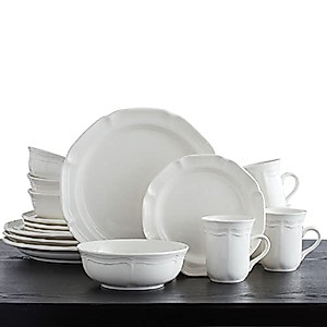 Mikasa French Countryside 16-Piece Dinnerware Set, Service for 4,White