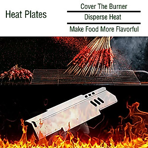 Damile 14.5” Grill Heat Plates Heat Shield Burner Cover Part for Dyna-Glo DGF350CSP, Dyna Glo DGF350CSP-D, BBQ Gas Grill Replacement Parts Accessories, Stainless Steel Flame Tamer Heat Tent Repair Kit