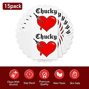 TKFUON 30 PCS Bride of Chucky Heart Tattoo, Tiffany Costume Bride of Chucky Heart Temporary Tattoos Stickers, Look Real & Last Long Chucky Fake Temp Tattoos for Women Kids, Halloween, Cosplay, Party
