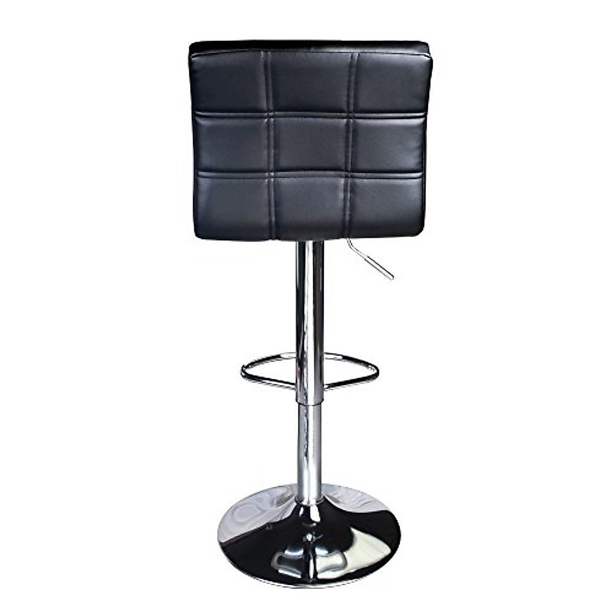 Leopard Modern Square PU Leather Adjustable Bar Stools with Back, Set of 2, Counter Height Swivel Stool, Barstools for Kitchen Counter (Black)
