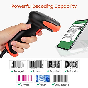 Tera 1D CCD Wired Barcode Scanner: Ultra High 2500 Pixel Precise Resolution USB Bar Code Reader Linear Bar Code Scanner Super Fast Scanning Speed Plug and Play, Model 1861