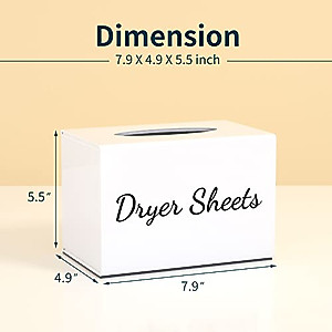 Farmhouse Dryer Sheet Holder, Carmanon Acrylic Dryer Sheet Dispenser Magnetic Laundry Fabric Softener Sheets Holder, Dryer Sheet Container Storage Box with Lid for Laundry Room Decor & Organization