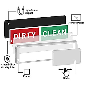 KitchenTour Clean Dirty Magnet for Dishwasher Upgrade Super Strong Magnet - Easy to Read Non-Scratch Magnetic Silver Indicator Sign with Clear, Bold & Colored Text Silver