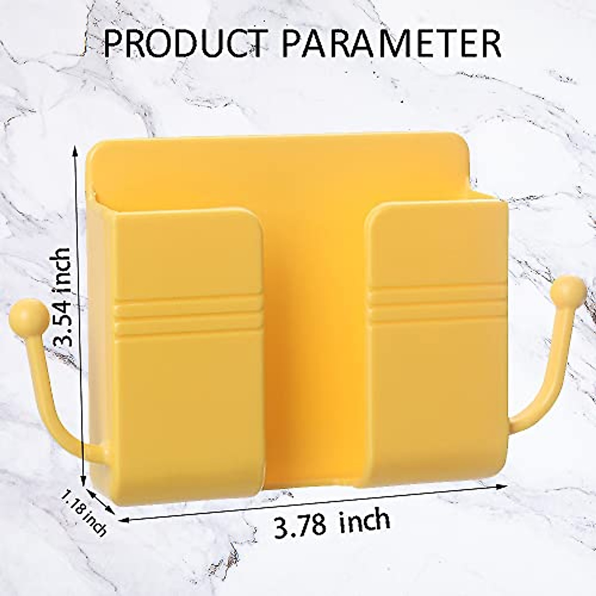 Marynee 8 Pcs Wall Mount Phone Holder Adhesive Remote Control Mobile Phone Plug Wall Holder with Hooks Organizer Storage Box for Bedroom Kitchen Bathroom (Mixed Colors), 3.1Wx5.5L