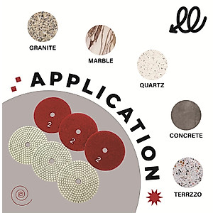 ComeFloor 4 Inch Wet/Dry 3 Step Diamond Polishing Pads for Granite Marble Concrete Hook and Loop Stone Polishing Pads Step-2 Bundle（3 PCS）