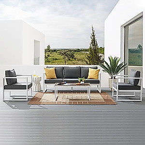 Mutaomay Outdoor Furniture, Aluminum Single Seat Patio Couch with Anti-Rust Coating, Modern Outdoor Furniture with Cushion, Outdoor Couch Patio Furniture for Apartments, Gardens, Patios, Deck (White)