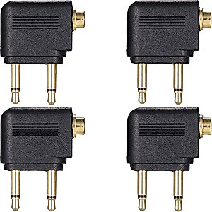 Warmstor Dual 3.5mm Male to 3.5mm Female Airplane Airline Flight Headphones Adapter Gold Plated (4 Pack)