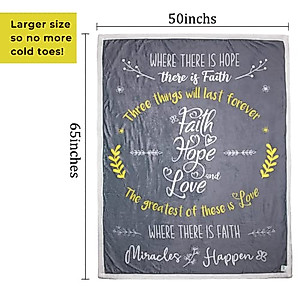 Gifts for Women & Men, Positive Energy Gifts for Mom, Sister, Friend, Perfect Religious Gifts for Mom, Birthday Gifts - Faith, Hope & Love Sherpa Throw Blanket Gifts