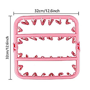 SteelFever Clothes Drying Hanger with 32 Clips, Foldable Hanging Drying Rack for Clothes Underwear Socks (Pink)