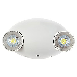Ciata Lighting Round Head Emergency Wall Light with Battery Back-up, 120-277V, Two Head Adjustable Emergency Lighting Commercial, for Home in White Finish
