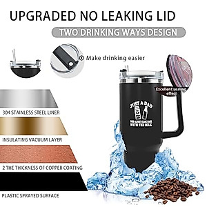 liabiliies 40 oz Tumbler with Handle Just A Dad Who Always Came Back With The Milk Tumbler with Lid and Straw Insulated Tumbler Stainless Steel Tumblers